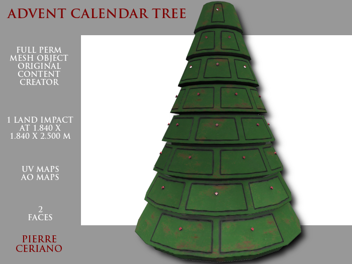 Second Life Marketplace - Advent calendar tree - 1 LI - FULL PERM Mesh